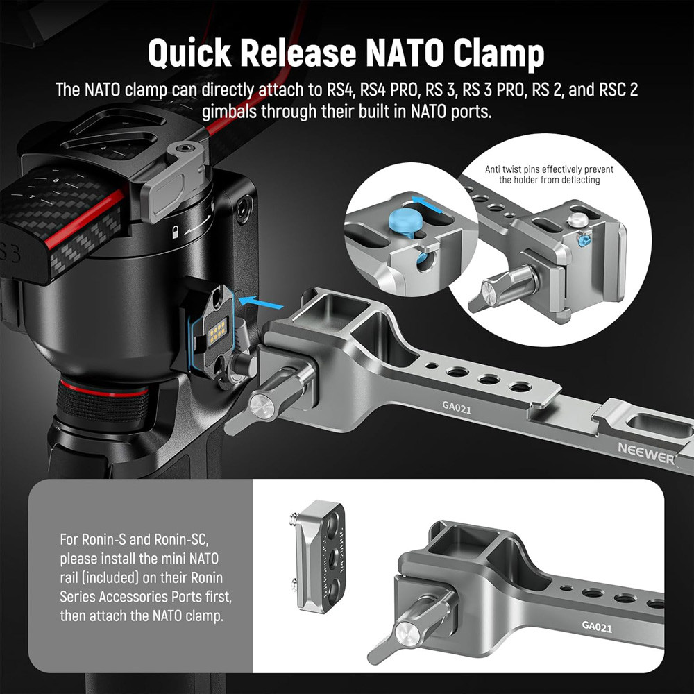Giá đỡ màn hình NATO NEEWER GA021 cho RS Gimbal, 360° Giá đỡ màn hình ...