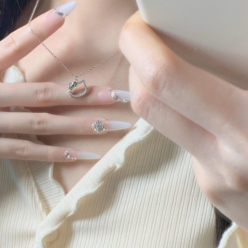 We Flower Hàn Quốc S925 Bạc Cyrstal Mèo Kitty Mặt Dây Chuyền Vòng Cổ Cho Nữ Cô Gái Chọn Miễn Phí ...