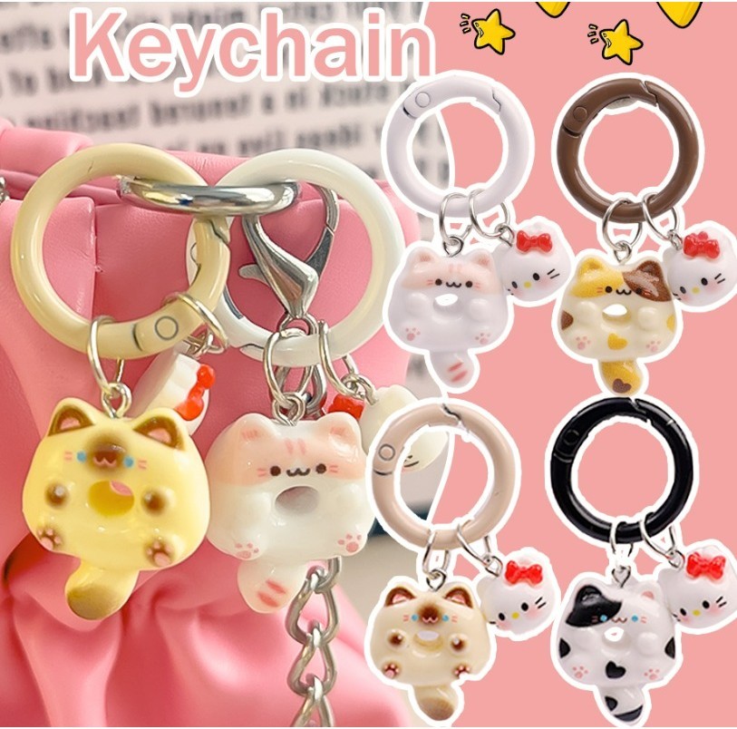 Móc khóa bánh rán hoạt hình - Phụ kiện trang trí ba lô thời trang ...