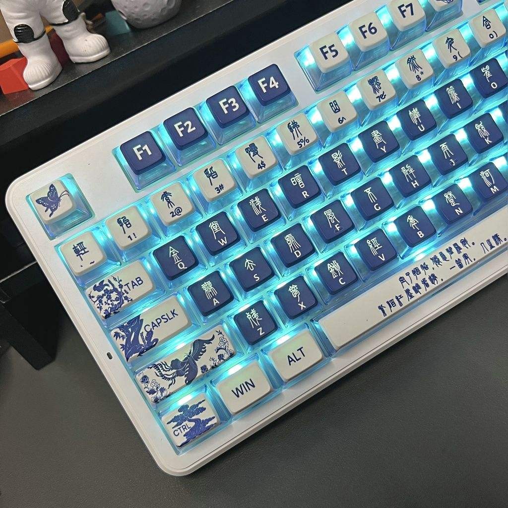 Mới Keycap Gốm Sứ Keycap Keycap Sứ Xanh Trắng Bốn Mặt Mặt Trong Suốt ...