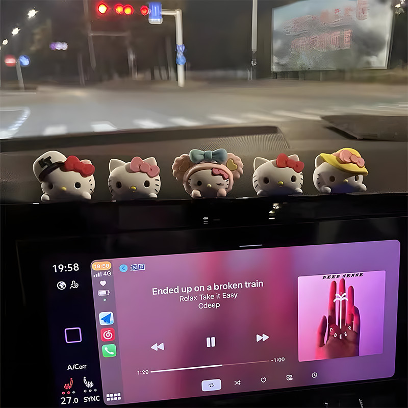 Hellokitty Trang Trí Ô Tô Đồ Trang Trí Nữ Hoạt Hình Ky Cat Tesla Bảng ...
