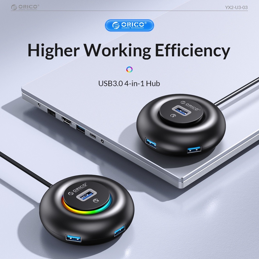 Orico USB 3.0 Hub 5 Cổng Hộp Truyền Dữ Liệu Hub Tròn Bộ Chia Đa USB Với RGB Chiếu Sáng Nhiều Màu ...
