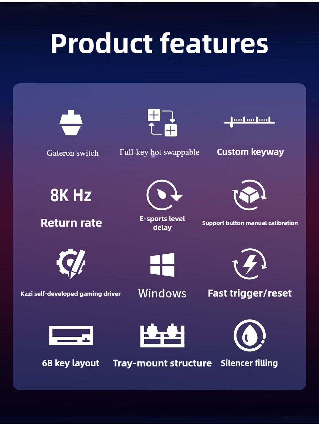 Kzzi G68SE Bàn phím cơ kích hoạt nhanh RGB Khay chuyển đổi từ tính có dây Full-key Hot Swappable ...