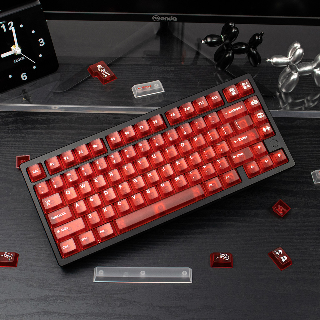 Foggy Trong Suốt Trắng Đỏ Keycaps RGB cherry profile 150 keycap Bộ Cho ...
