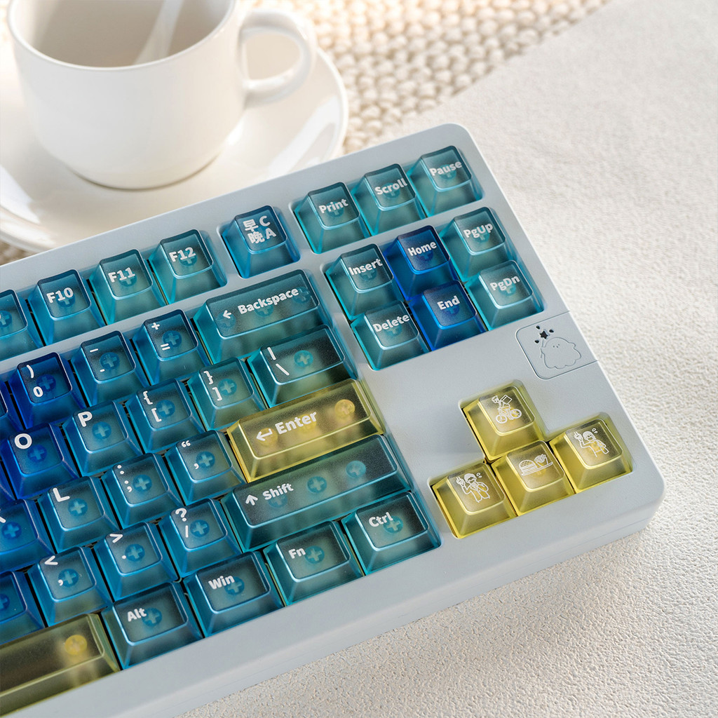 Bộ Keycaps Keycaps màu xanh sương mù trong suốt PC Light Through Cherry ...