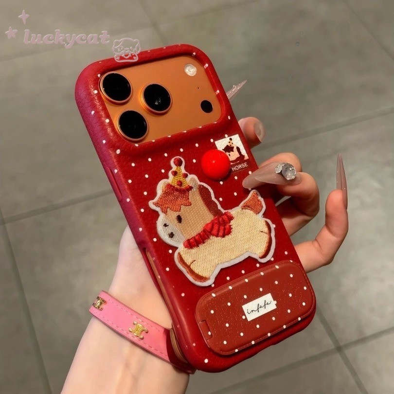 3D DIY Red Ball Scarf White Horse Phone Case cho iPhone 17 16 15 14 13 ...