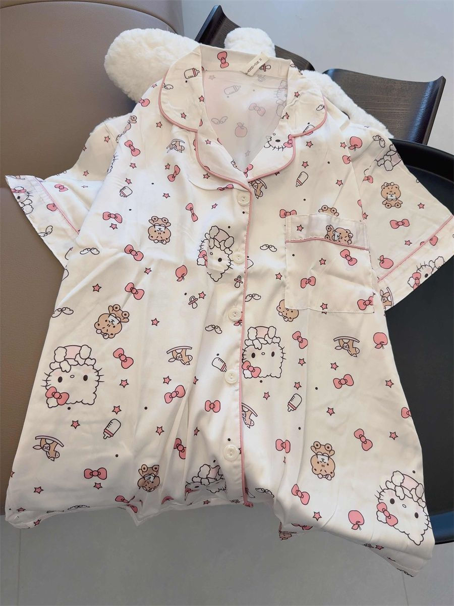 Bộ Đồ Ngủ Nữ Mùa Hè Phong Cách Hello Kitty, Quần Short Tay Ngắn, Thích ...