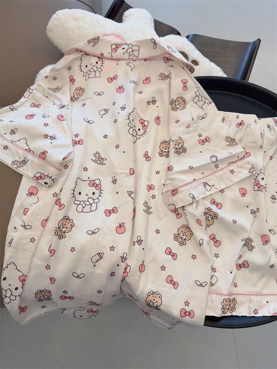 Bộ Đồ Ngủ Nữ Mùa Hè Phong Cách Hello Kitty, Quần Short Tay Ngắn, Thích ...