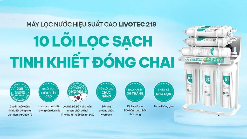 [TẶNG BỘ LÕI] Máy lọc nước để gầm Livotec 218, Chuẩn nước đóng chai ...