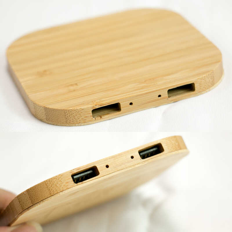 Giao diện USB hai lỗ Bộ sạc không dây bằng gỗ tre Điện thoại di động ...