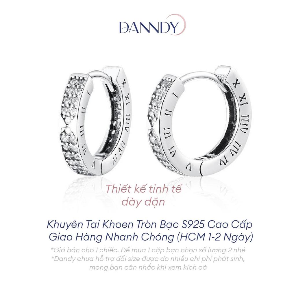 Khuyên tai bạc nam khoen tròn đính đásố La Mã cao cấp. Vòng Tai Số La ...