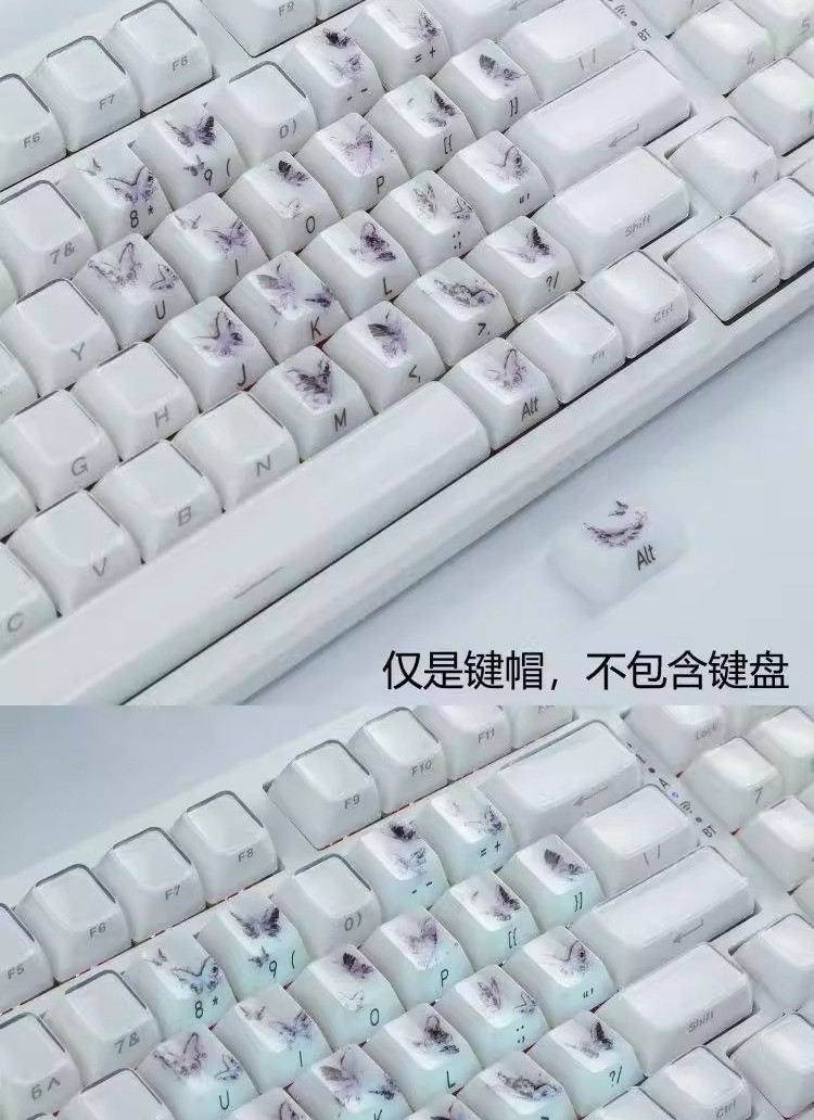 Bướm Anh Đào Trong Suốt Trái Tim Khắc Bên Keycap Thêm Đá Cẩm Thạch Hồng ...