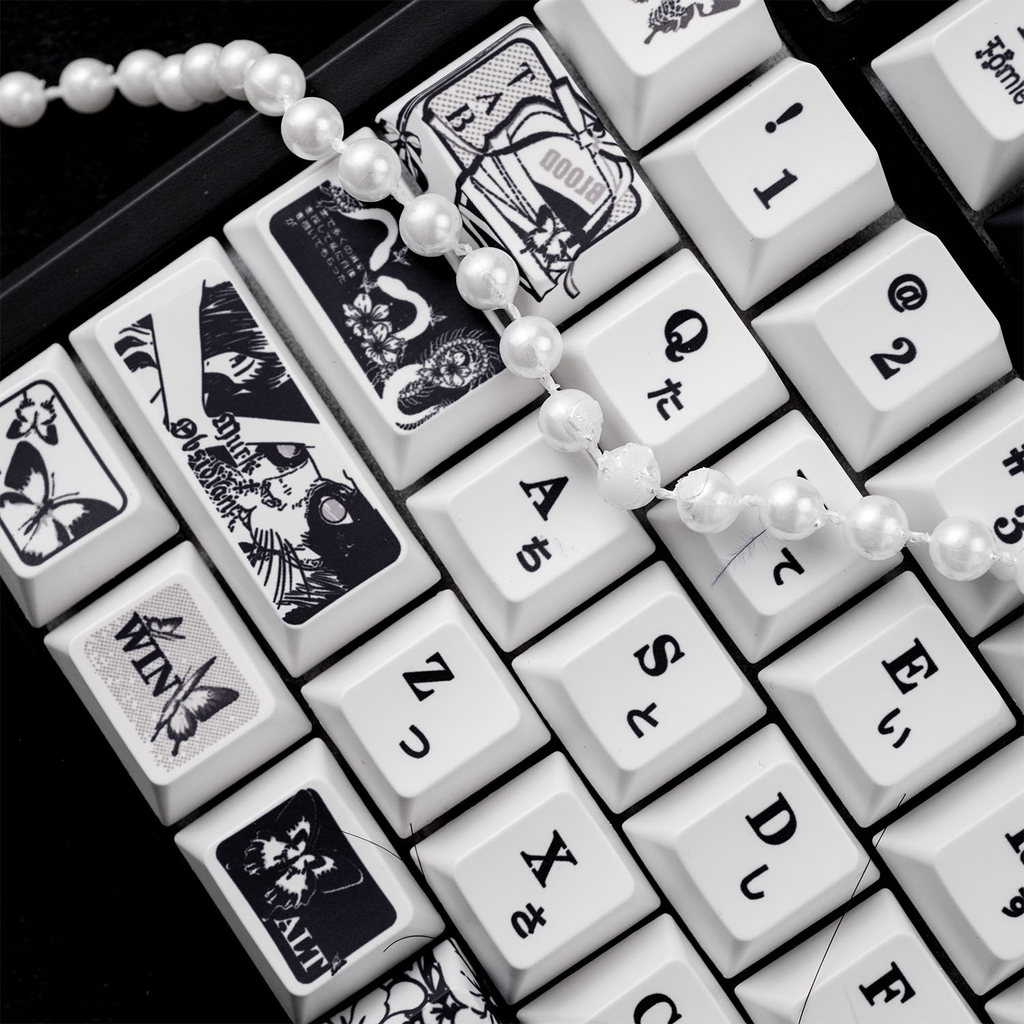 MAIMOOO Đen Trắng Whacky Girl Keycap MOA / Cherry Profile 120 Phím PBT ...