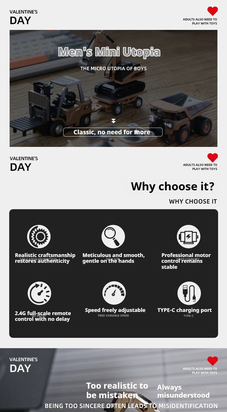 1 / 64 Full Quy Mô Xe Nâng RC Hợp Kim Xe Máy Xúc Mini Dump Xe Tải Kỹ Thuật Mô Hình Xe 2.4G Điện ...