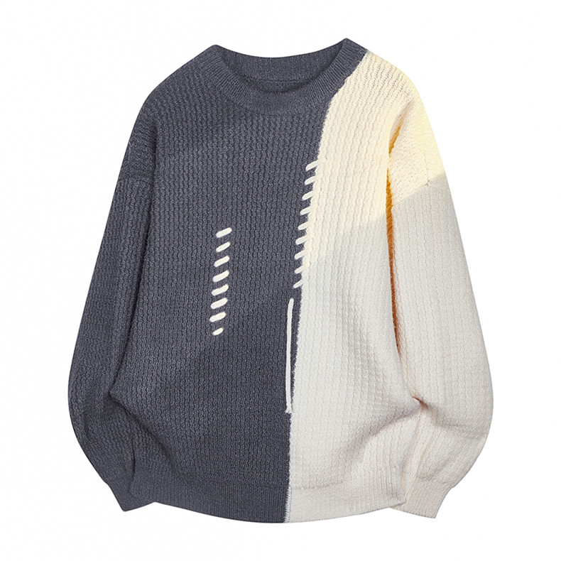 Áo len màu chắp vá dệt kim ấm áp Thời trang thoải mái cho nam nữ Thu ...