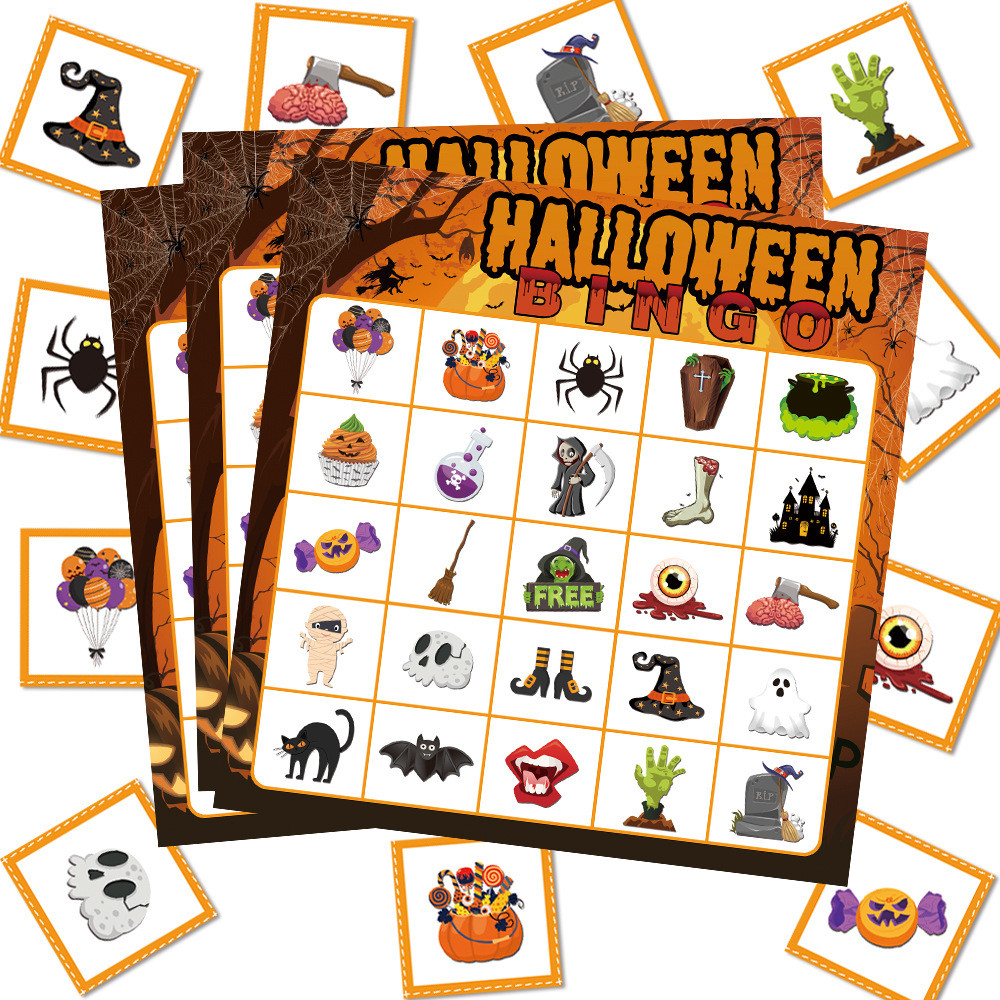 Bộ trò chơi tiệc Halloween Bingo kèm tờ gọi và gói nhãn dán cho trẻ em ...