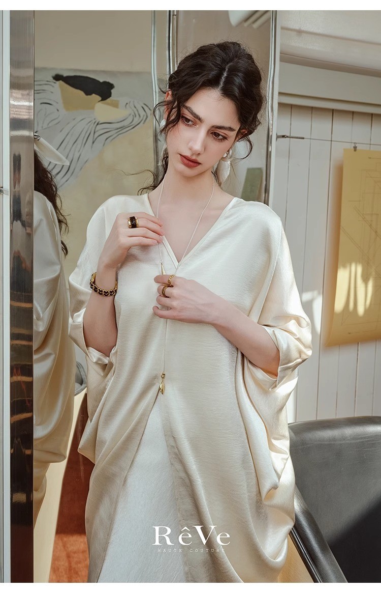 Mùa Hè 2025 Váy Acetate Satin Bát Tay với Khăn Choàng Top | Shopee Việt Nam