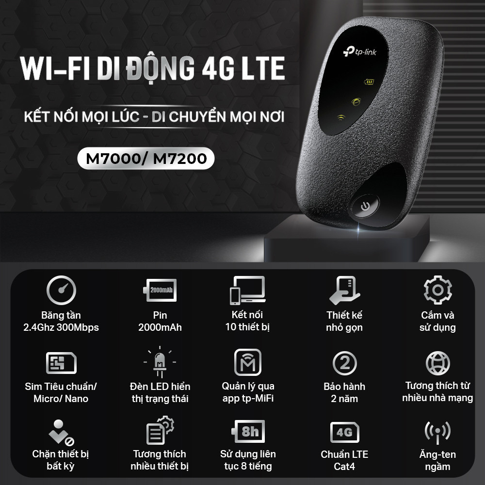 [Dùng Sim] Bộ Phát Wifi Di Động TP-Link M7000 / M7200 3G/4G LTE 150Mbps ...