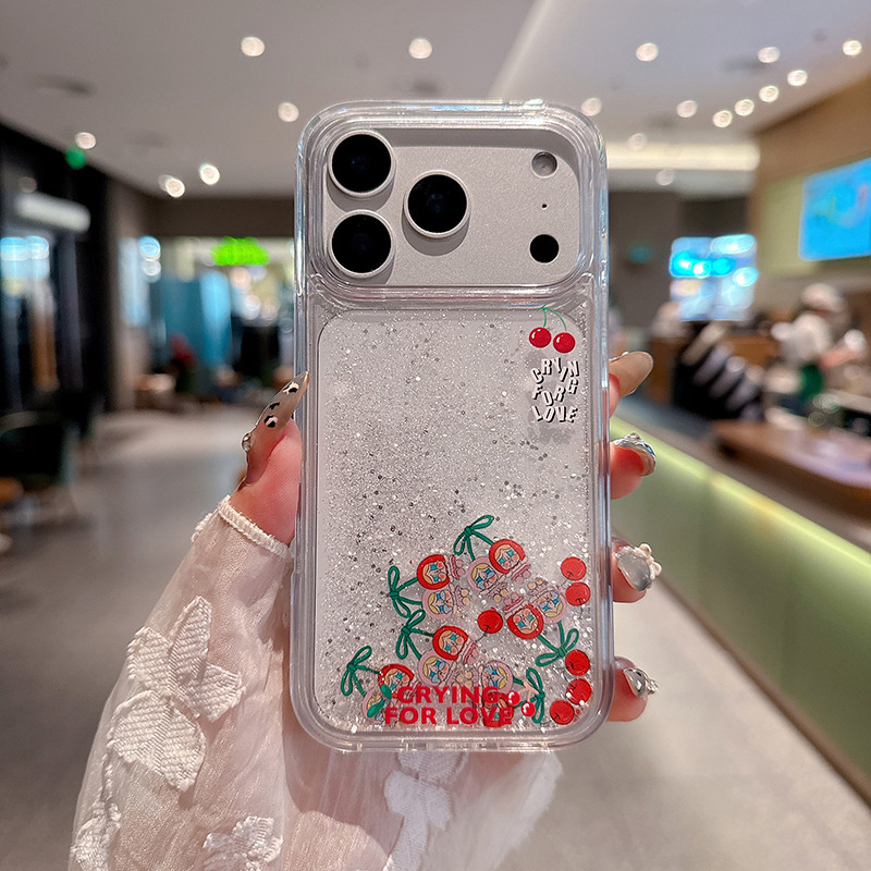 Kawaii Cherry Crying Girl Trượt Long Lanh Quicksand Ốp Lưng Di Động ...