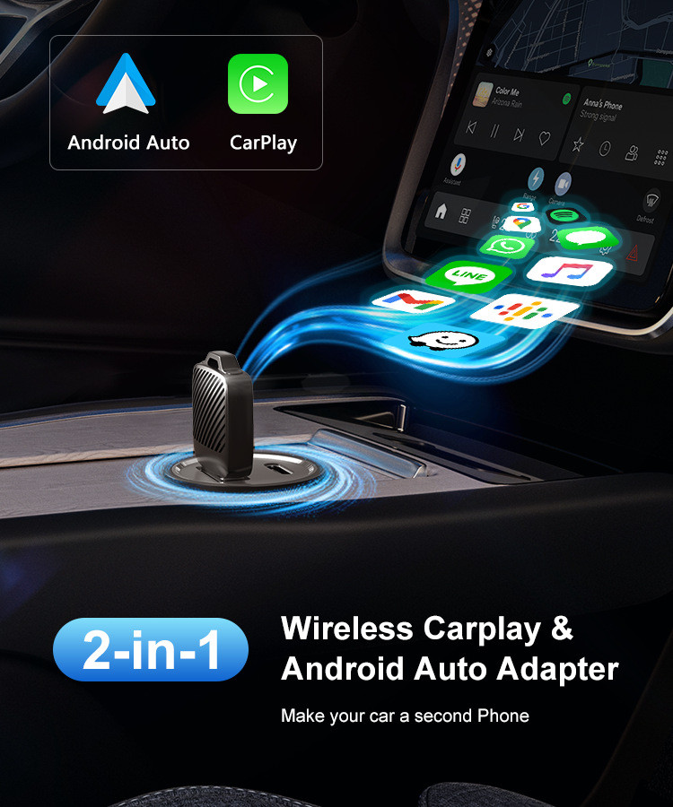 2026 Mini Wireless CarPlay Adapter Android Auto Wireless Dongle Wifi 5 ...
