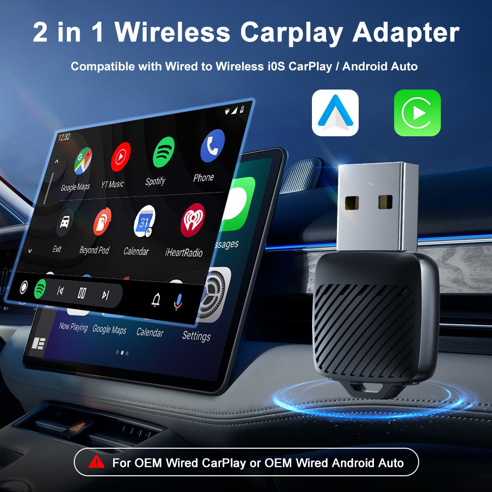 2026 Mini Wireless CarPlay Adapter Android Auto Wireless Dongle Wifi 5 ...