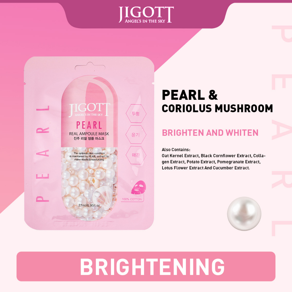 [5cái 60K] Mặt nạ giấy JIGOTT Real Ampoule cấp ẩm dưỡng trắng làm dịu da loại bỏ bã nhờn và cung ...