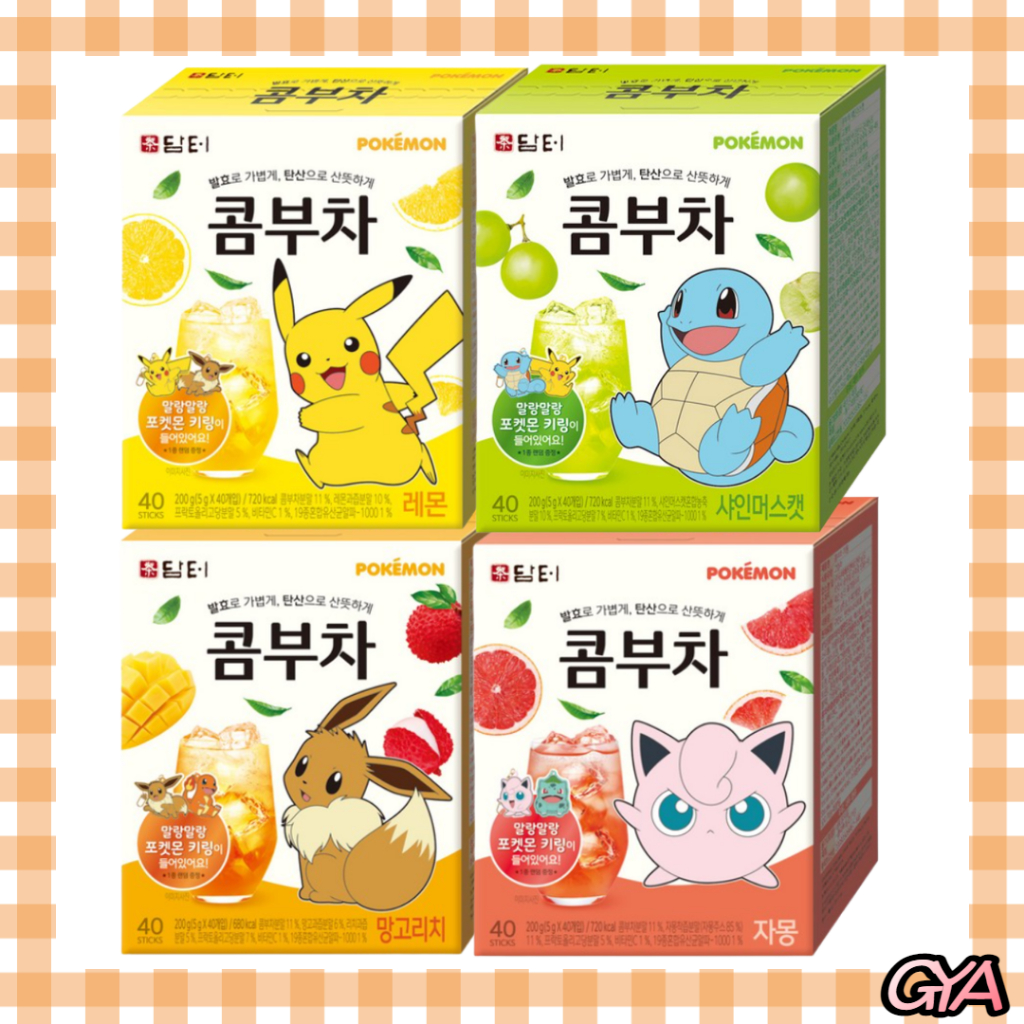 DAMTUH Pokemon 4 loại Kombucha 5g *40T (Chanh/Bưởi/Xoài/Shinemuscat ...