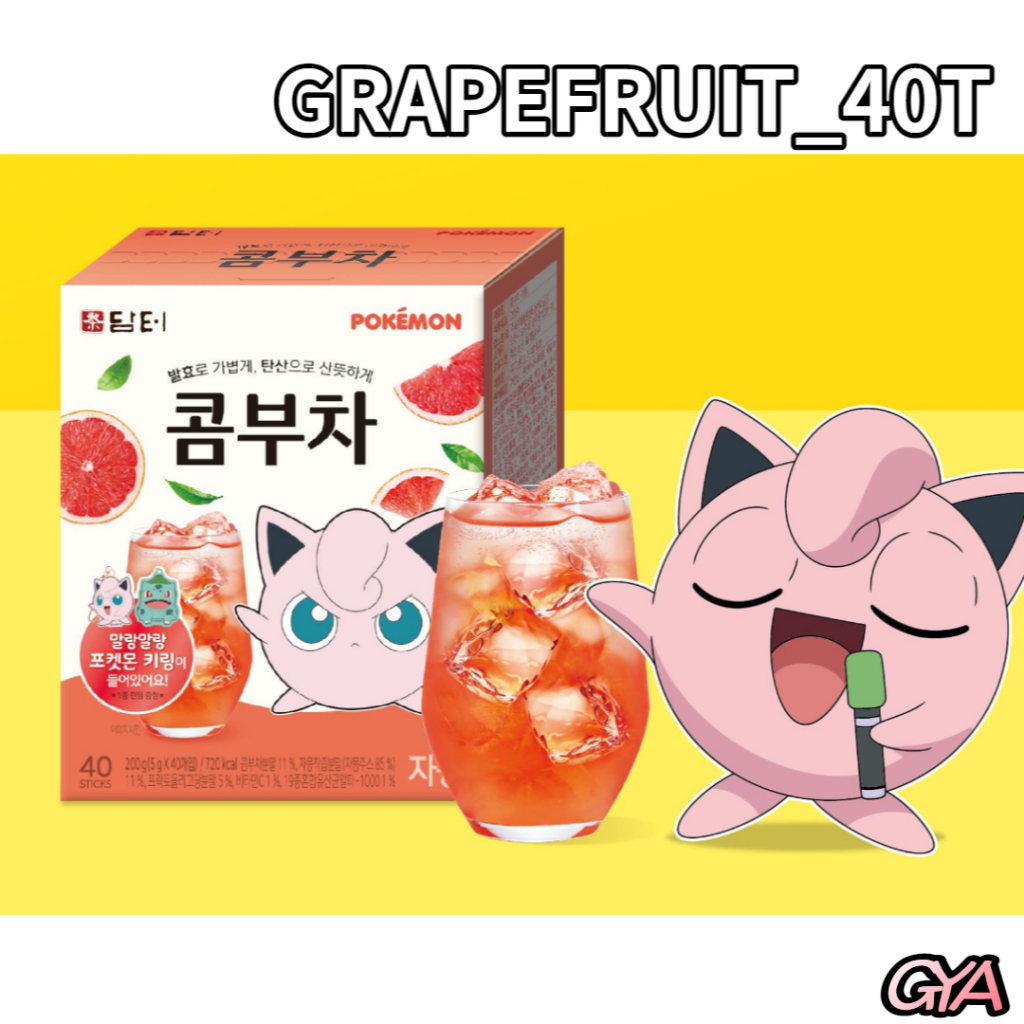 DAMTUH Pokemon 4 loại Kombucha 5g *40T (Chanh/Bưởi/Xoài/Shinemuscat ...
