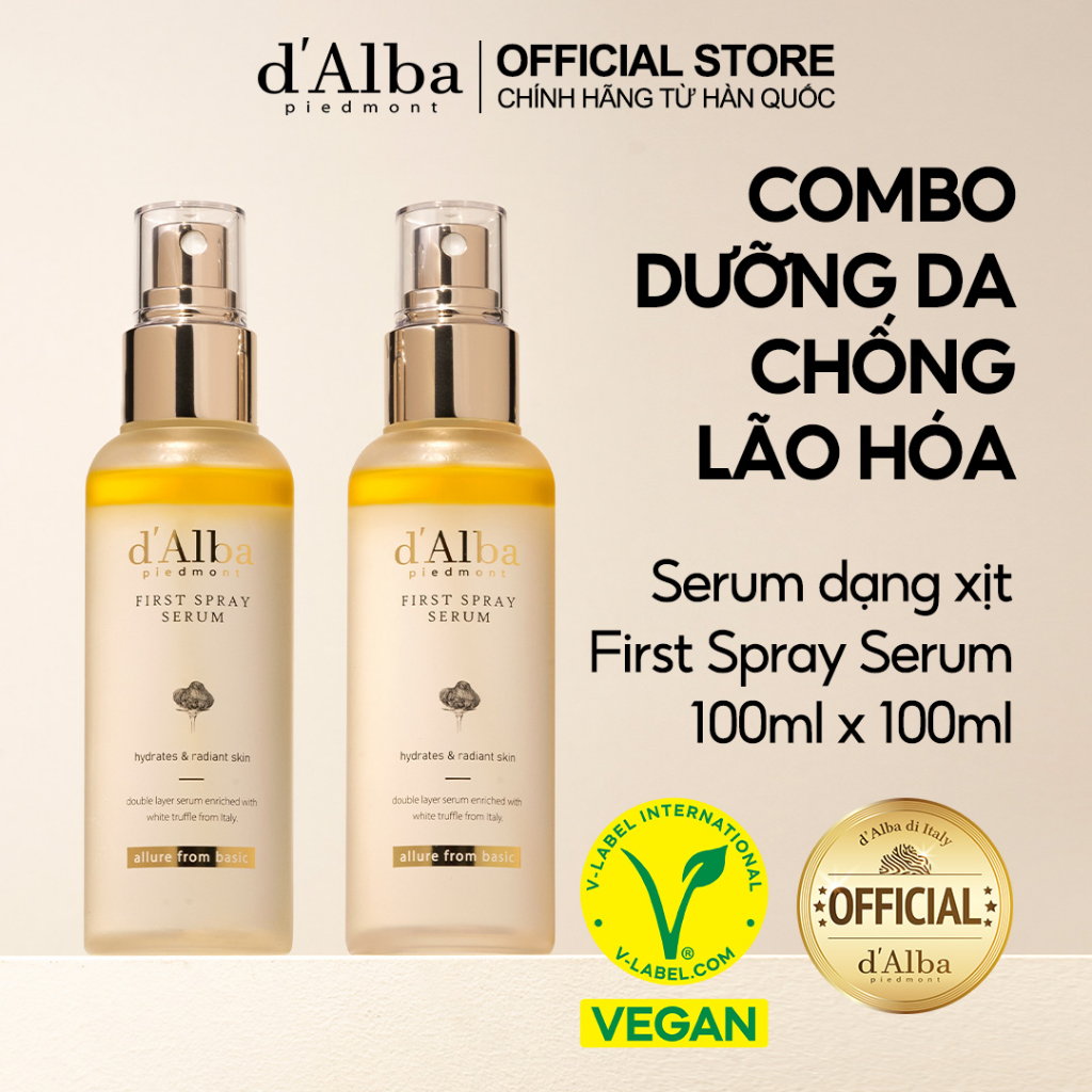 [d'Alba Official] Combo 2 Chai Serum dạng xịt căng bóng 100ml First Spray Serum | Shopee Việt Nam