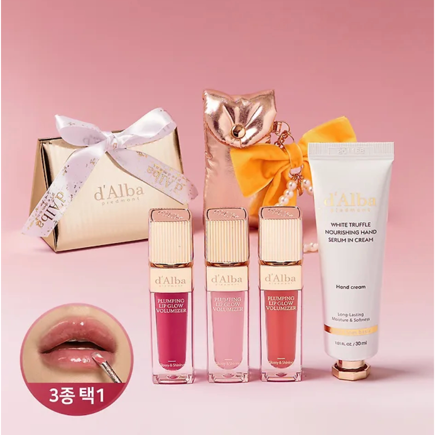 [D 'alba] Plumping Lip Glow Mood Volumizer 5ml (Pink Feeble / Posy Rose / Patal Rose) + Bộ kem ...