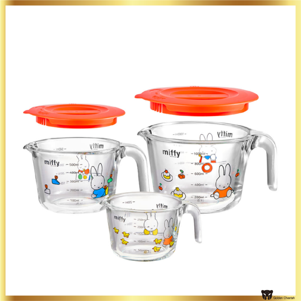 Cốc đo thủy tinh Ejiry x Miffy (250ml, 500ml có nắp, 1000ml có nắp) | Shopee Việt Nam