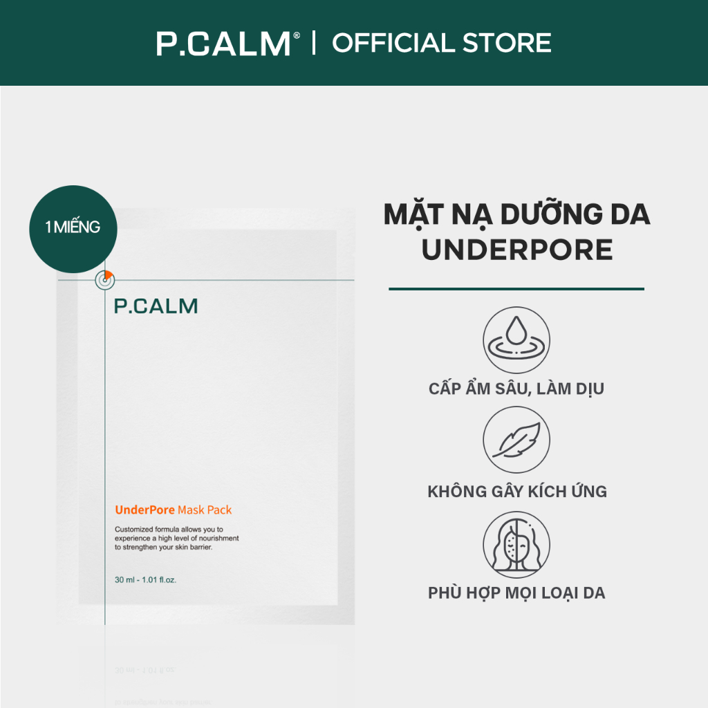 (1 miếng) Mặt nạ dưỡng trắng da UnderPore Mask Pack 30ml P.CALM | Shopee Việt Nam