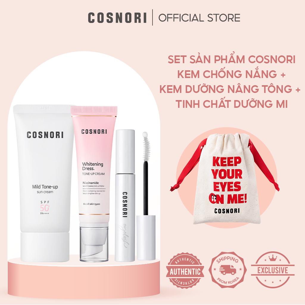 Set sản phẩm COSNORI gồm kem chống nắng + kem dưỡng nâng tông da kèm ...