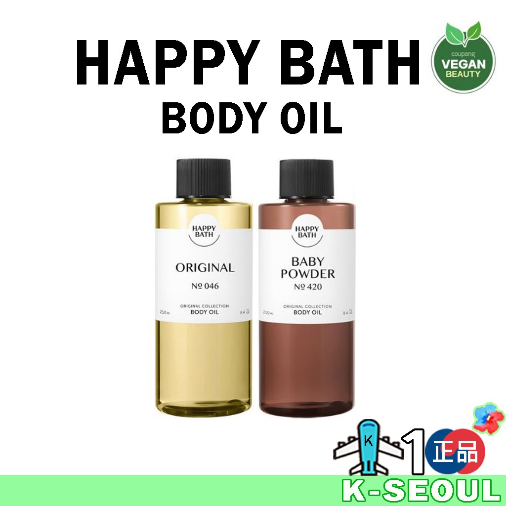 [K-life] Happy Bath Original Collection Body Oil 2type Original / Baby Powder 250ml Vegan ...