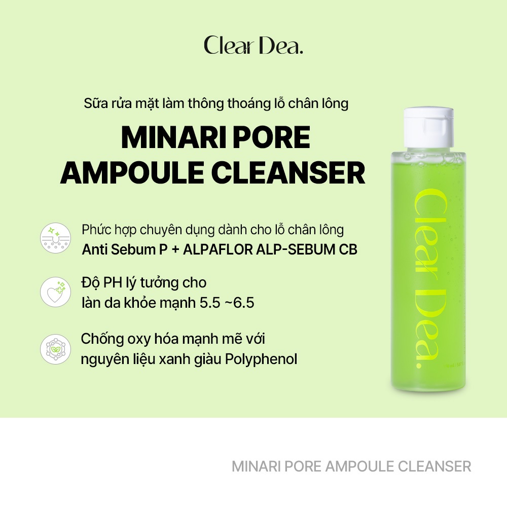 Clear Dea. Sữa rửa mặt làm sạch lỗ chân lông MINARI PORE AMPOULE ...