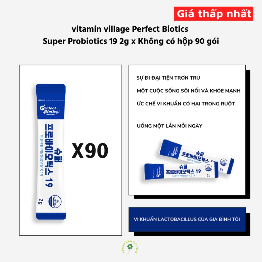 Hàn Quốc vitamin village Perfect Biotics Super Probiotics 19 2g x 90pcs (Không có hộp) | Shopee ...