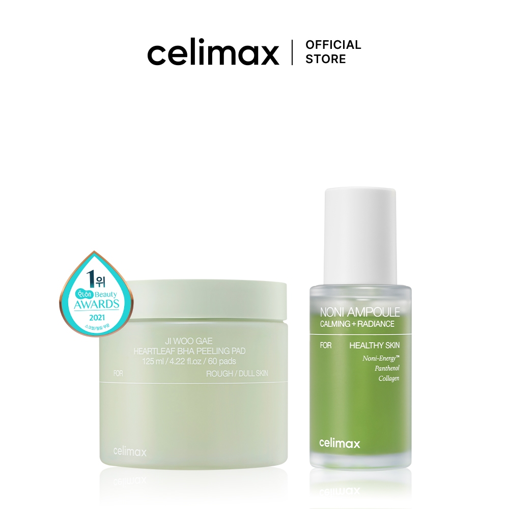 [Set] celimax Ji Woo Gae Heartleaf BHA Peeling Pad (125mL / 60 chiếc) + The Real Noni Energy ...