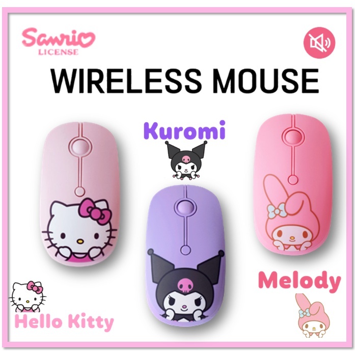 [Sanrio] Nhân vật Chuột không dây yên tĩnh nguyên bản 3Type (Hellokitty / Kuromi / MyMelody ...