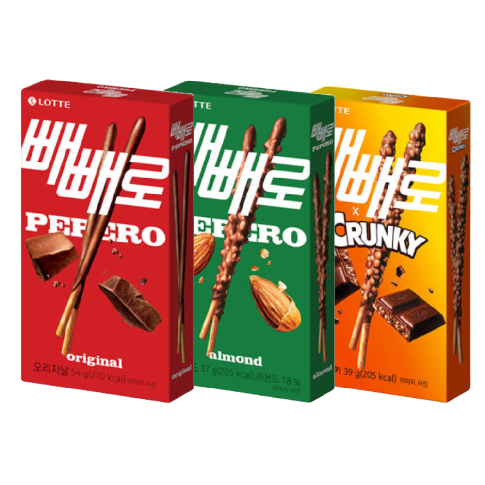 [Lotte] Bộ 3 vị Pepero (Chính hãng 54g, Hạnh nhân 37g, Crunch 39g) | Shopee Việt Nam