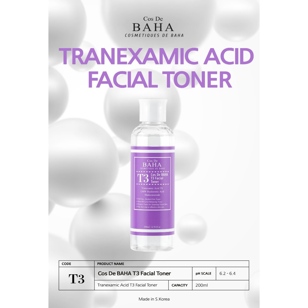Cos De BAHA - Brightening Tranexamic tăng cường với Hyaluronic Acid Toner (T3 Toner) 200ml ...