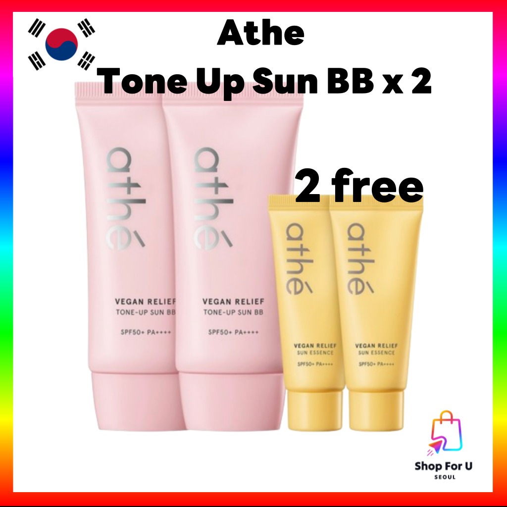 [Athe] Vegan Relief Tone Up Sun BB Cream 50ml x 2 Sun Essence 20ml x 2 | Shopee Việt Nam