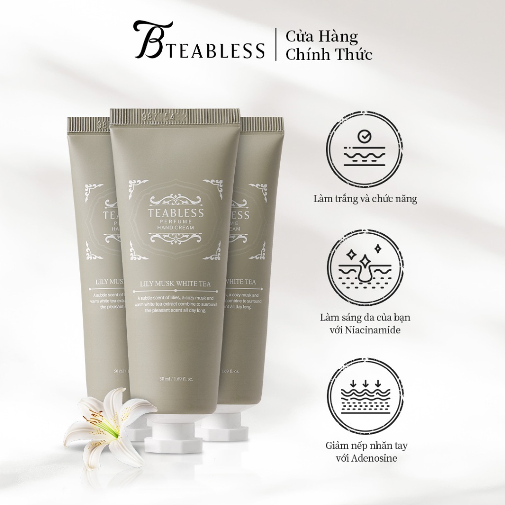 [Teabless] Kem dưỡng tay nước hoa trà trắng Lily Musk | Nếp nhăn & Làm trắng da | Viên dưỡng ẩm ...