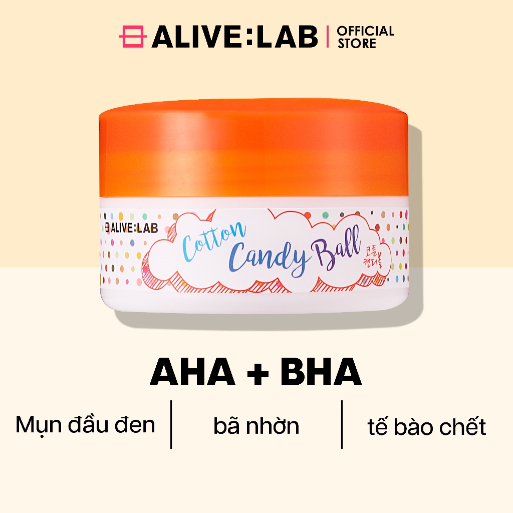 Pad tẩy da chết ALIVELAB Cotton Candy Ball / toner pad 50ml tẩy tế bào chết cải thiện mụn đầu ...