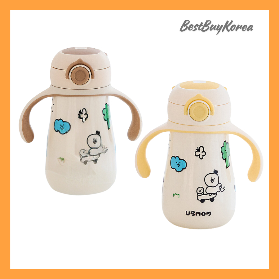 Bình nước ống hút giữ nhiệt có tay cầm UBMOM Hàn Quốc cho bé | Shopee Việt Nam