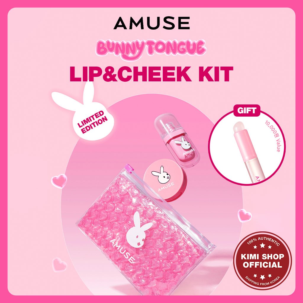 [Amuse] Bunny Tongue Lip & Cheek Kit / Jel Fit Tint Soft Jelly Blush ...