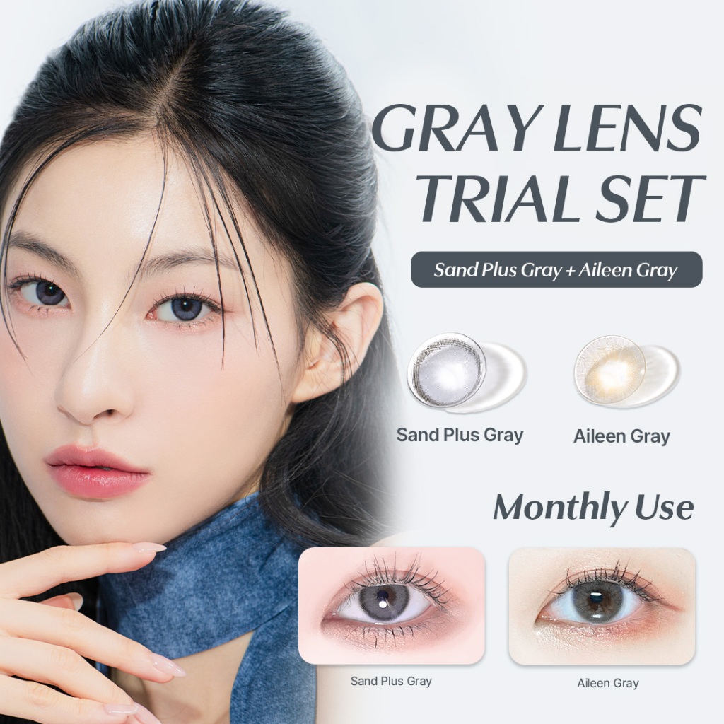 [Lenssis] Bộ dùng thử ống kính màu xám - Sand Plus [GRAY] + Aileen [GRAY] (Sử dụng 1 tháng Ống ...