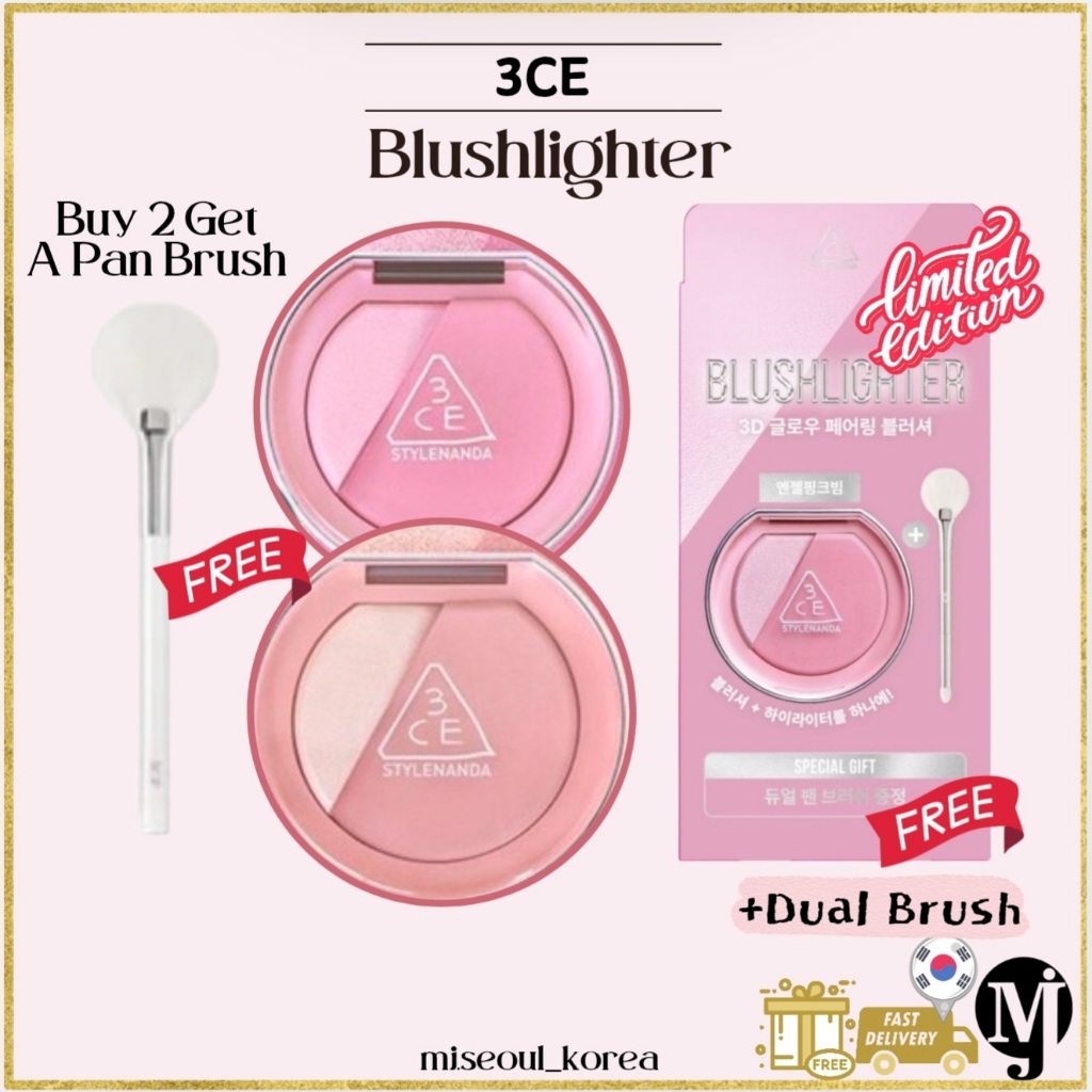 3ce Blushlighter 7colols Blush Highlighter (Miễn phí: Brush) | Shopee ...