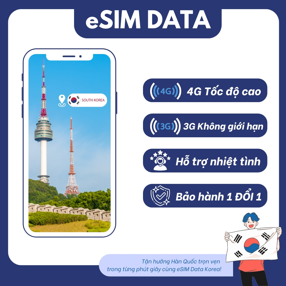 [Skt / KT] Du lịch quốc tế Hàn Quốc eSIM, 4G tốc độ cao, 3G không giới hạn, hỗ trợ nhiệt tình ...