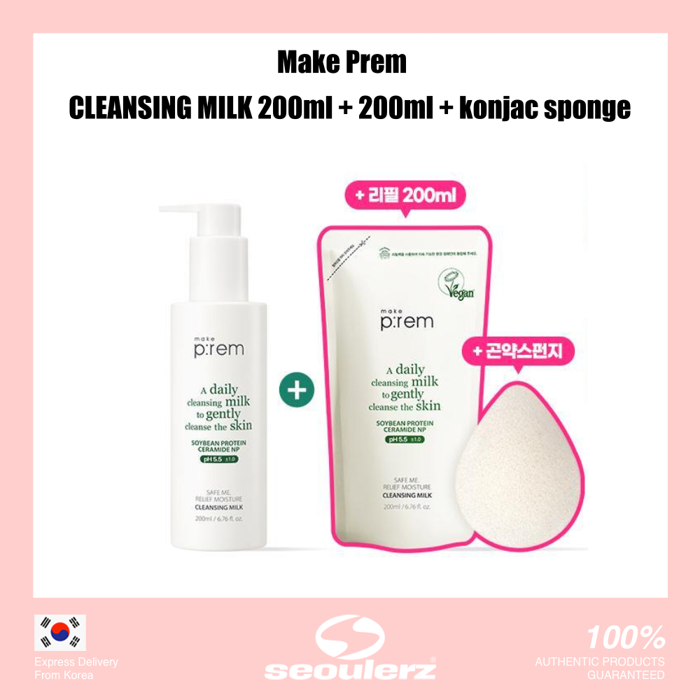 [Make Prem] CLEANSING MILK 200ml x2 + konjac sponge | Shopee Việt Nam