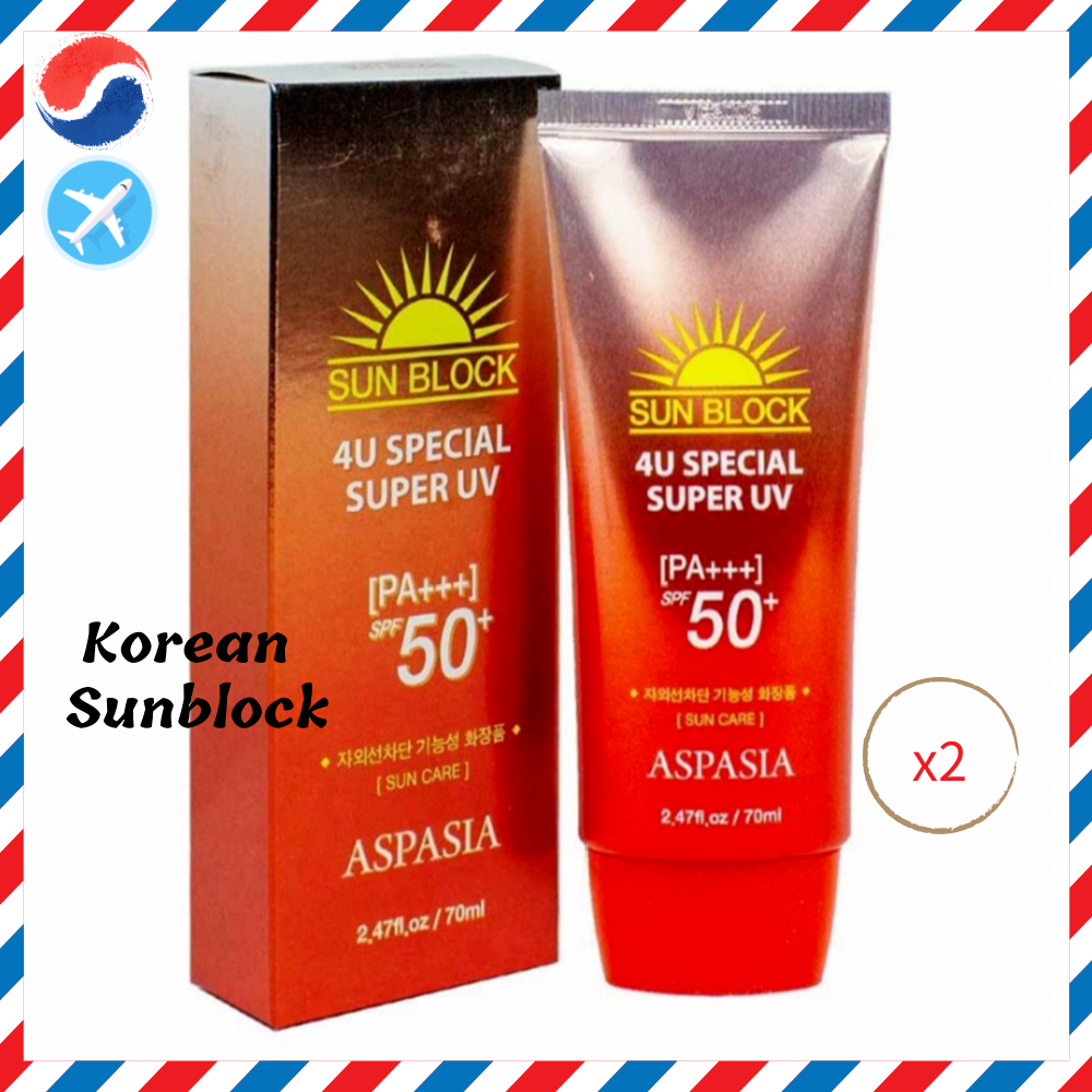 1 + 1 [ASPASIA] 4U ĐẶC BIỆT SUPER UV SUN BLOCK SPF50 + PA + + + (70g ...